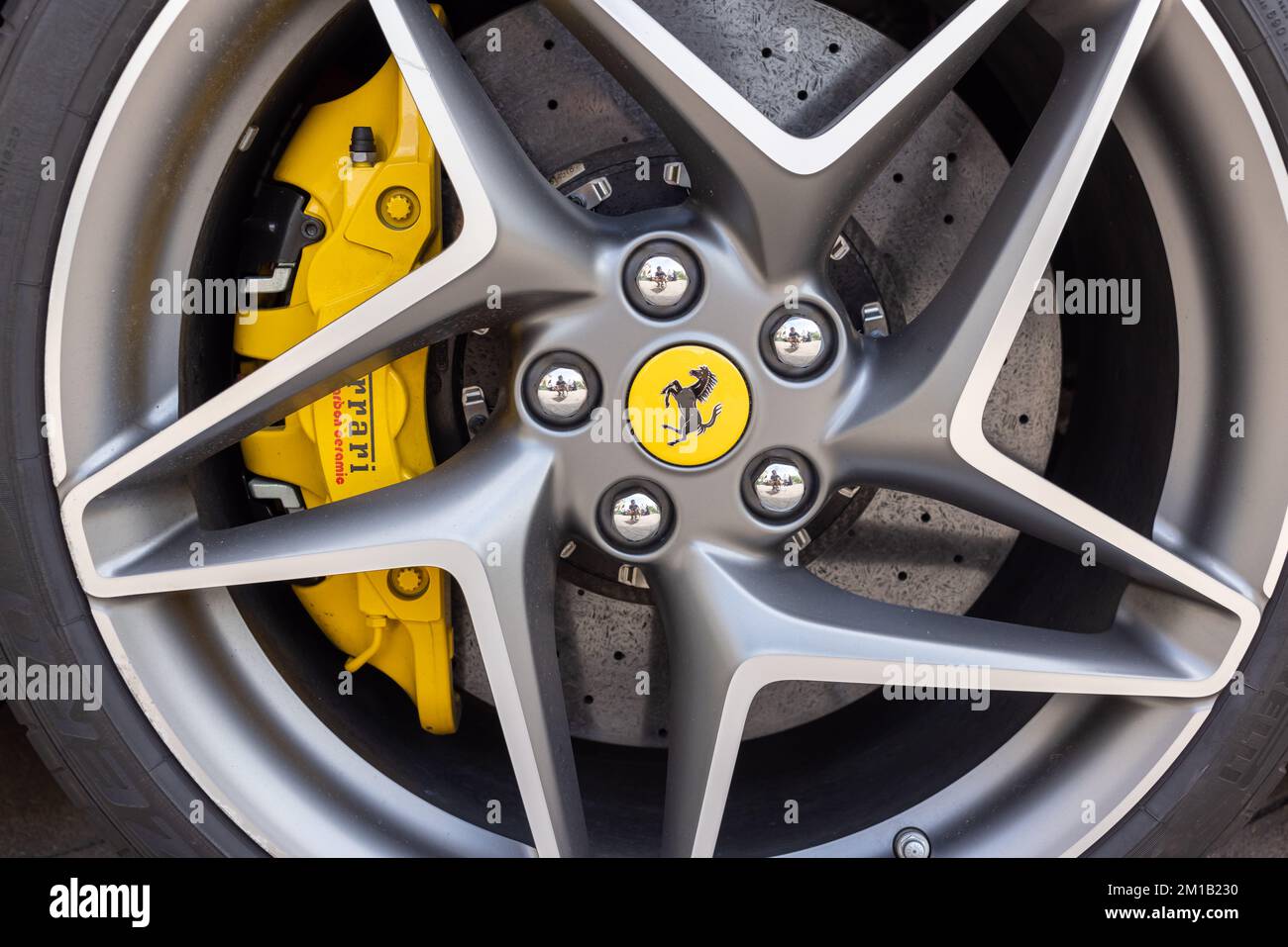 Slovenia, Ljubljana - 2 June 2022: Red Ferrari F8 Tributo Italian ...