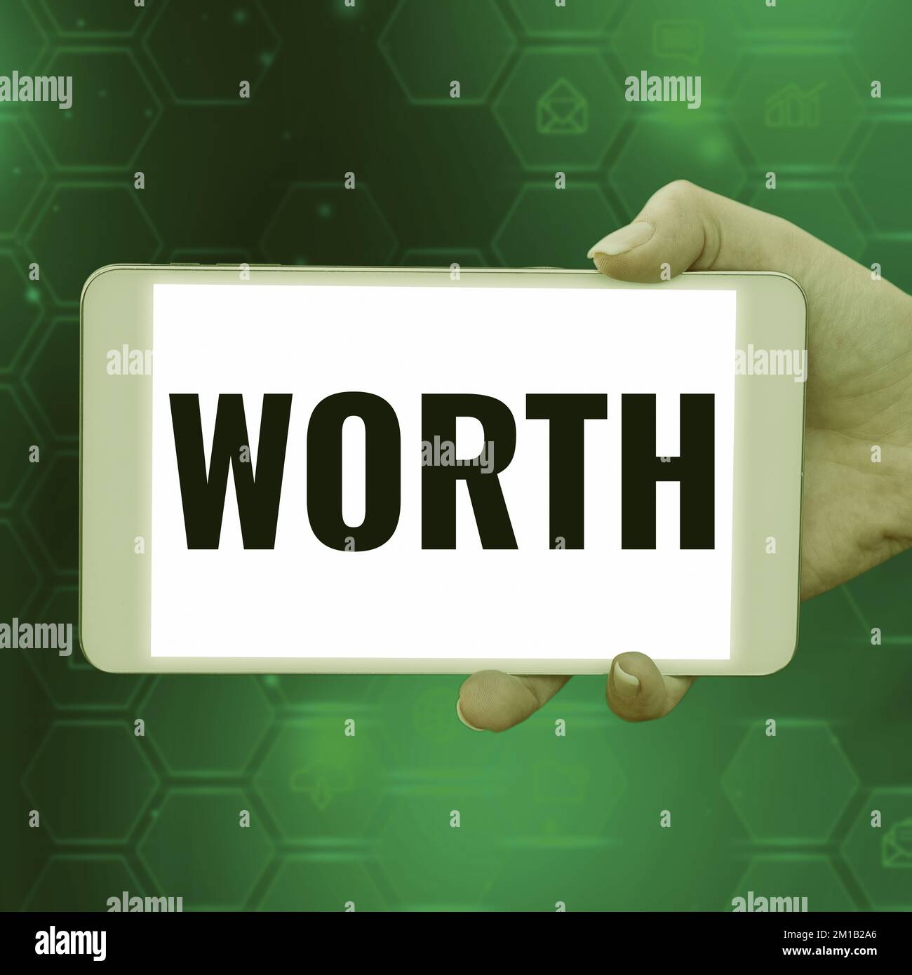 Conceptual caption Worth. Concept meaning equivalent in value to sum ...