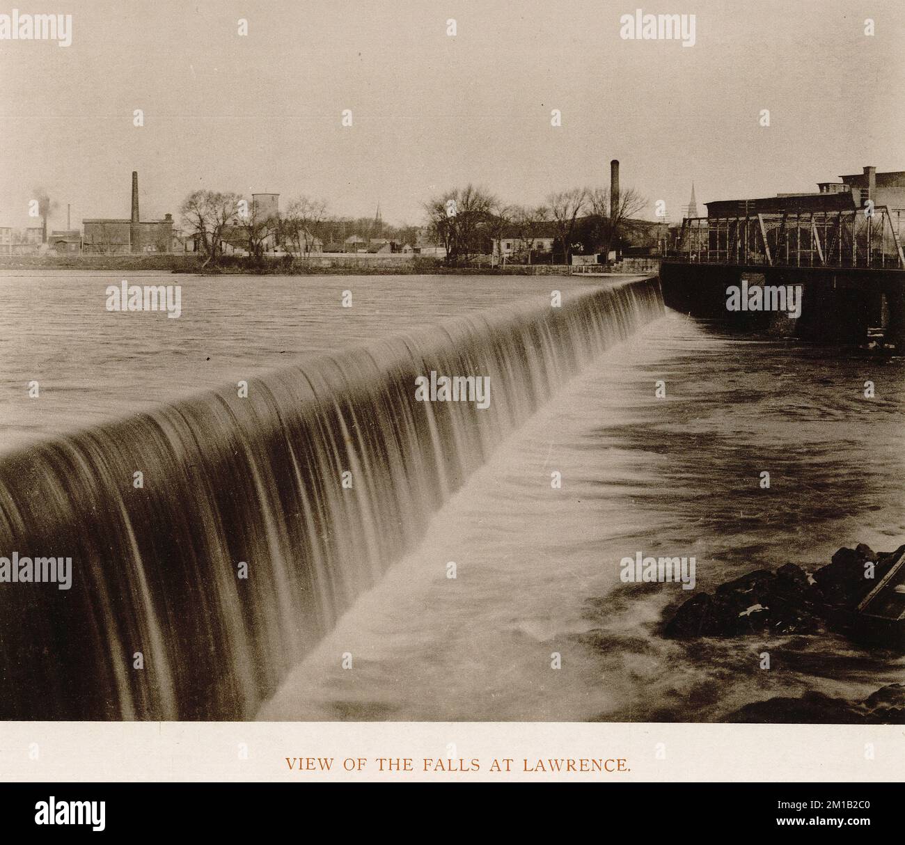 View of the falls at Lawrence , Rivers, Dams, Art Work of Lawrence and ...