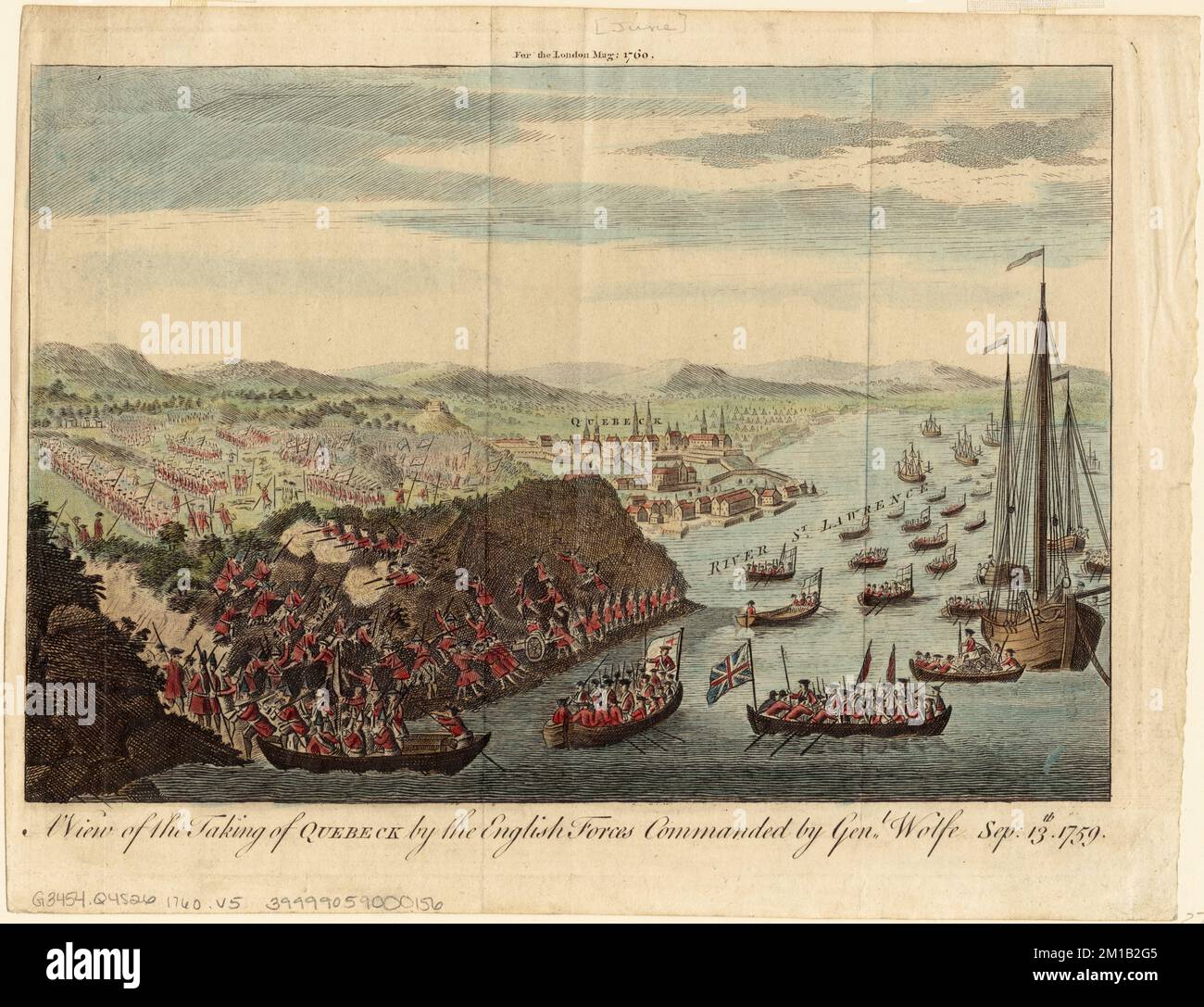 A view of the taking of Quebeck by the English forces commanded by Gen ...
