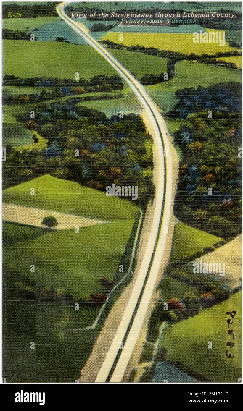 View of the straightaway trough Lebanon County, Pennsylvania Turnpike ...