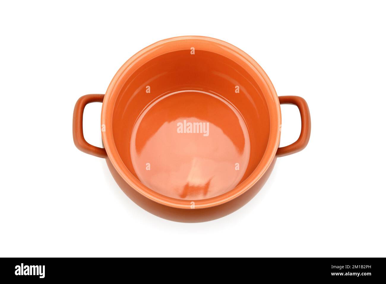 Clay pot isolated on white background. Flat lay, top view Stock Photo ...