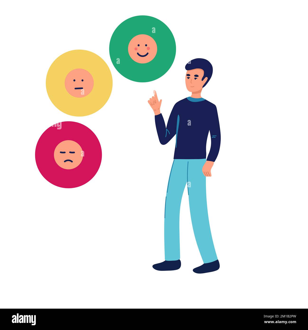 Emotional balance concept. Man develops his emotional intelligence ...