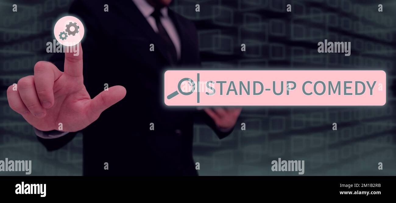 Inspiration showing sign Stand Up Comedy. Business concept Comedian ...