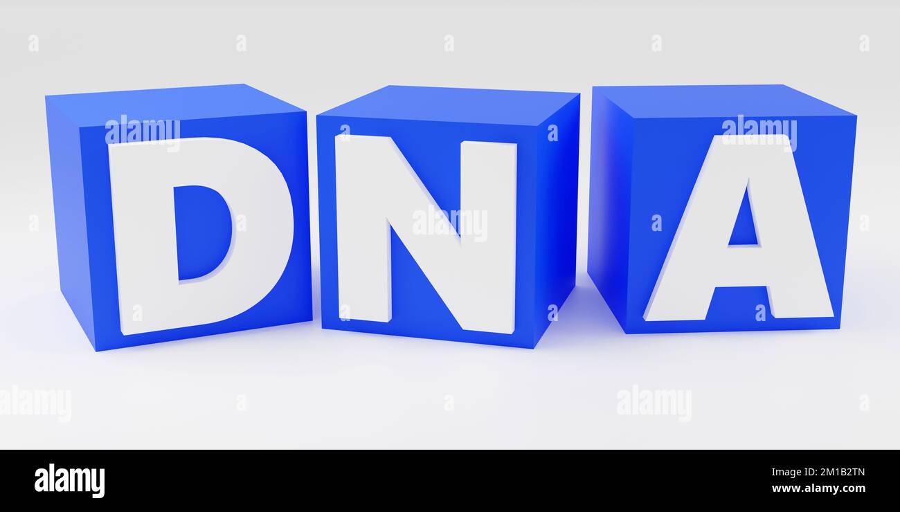 3d render DNA symbol on blue cubes and light background. Simple ...