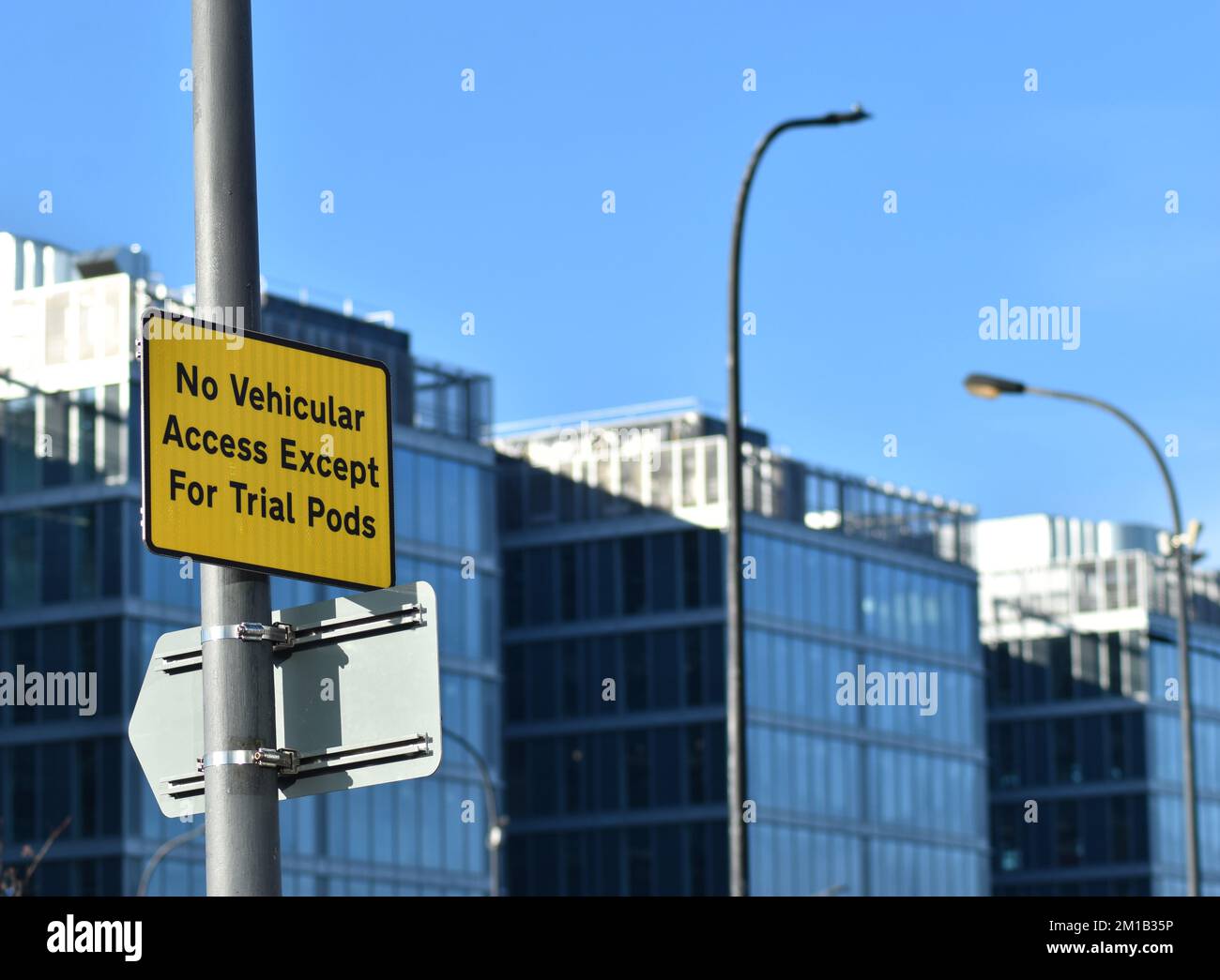Sign in Milton Keynes: "No Vehicular Access Except For Trial Pods" with ...