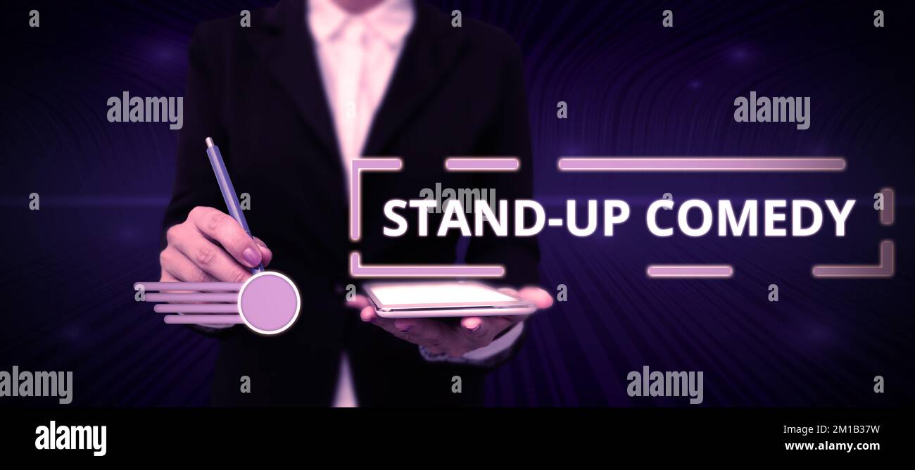 Text caption presenting Stand Up Comedy. Conceptual photo Comedian ...