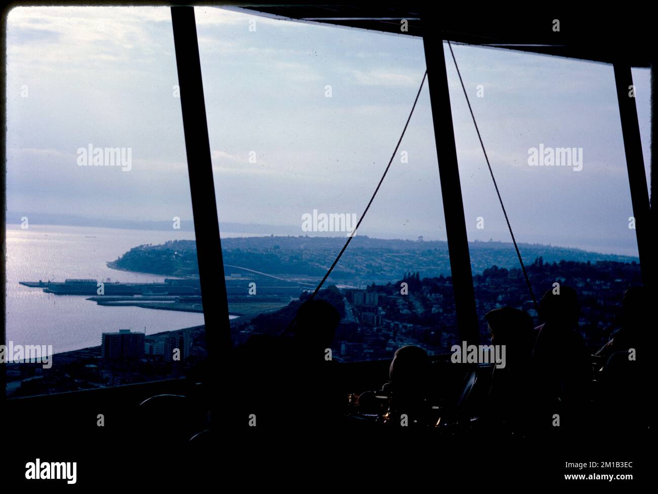 View through window of coastline and bay, Seattle , Restaurants, Cities ...