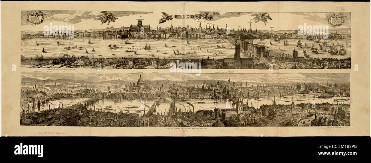 Views of London in 1616 and 1890 , London England, Aerial views Norman ...