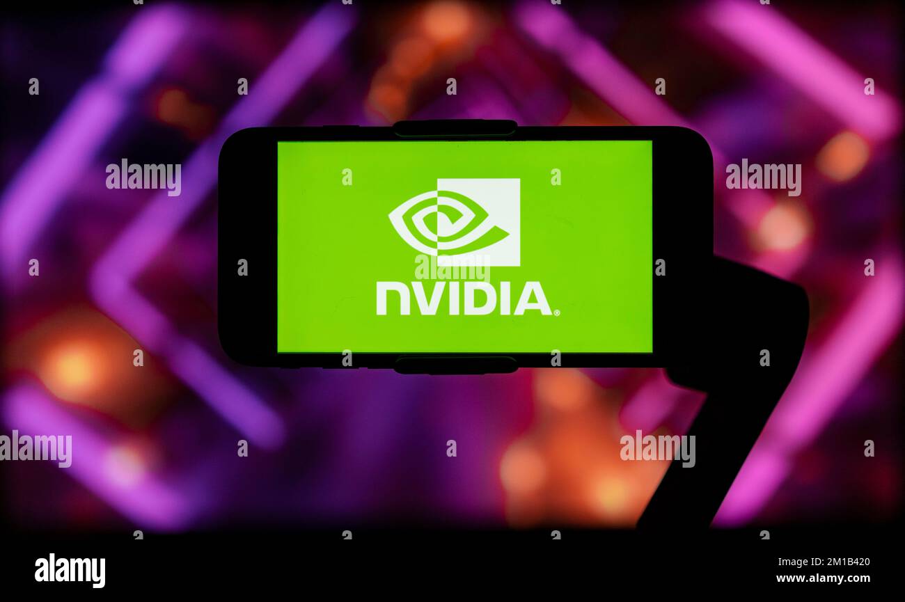 In this photo illustration, the logo of Nvidia is seen displayed on a ...