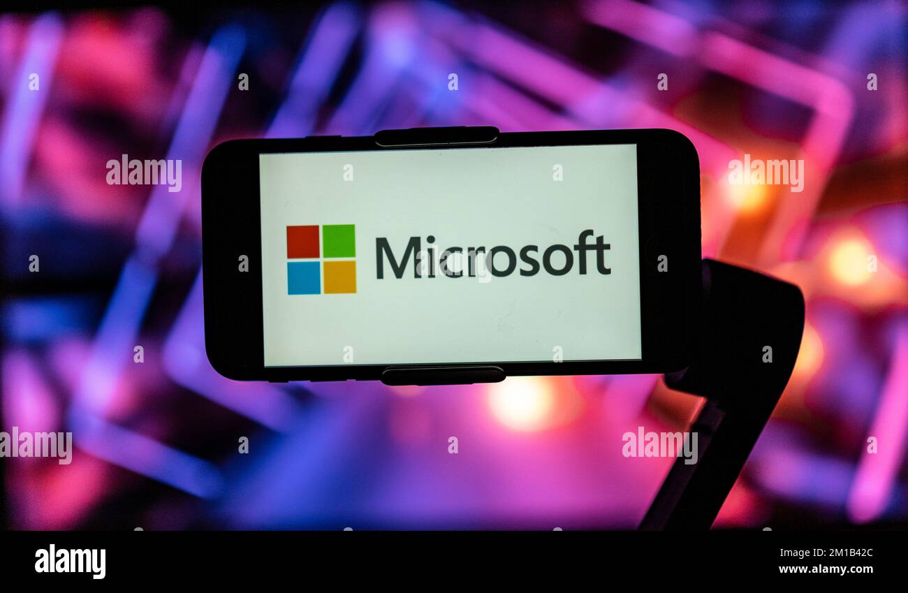 In this photo illustration, the logo of Microsoft is seen displayed on ...