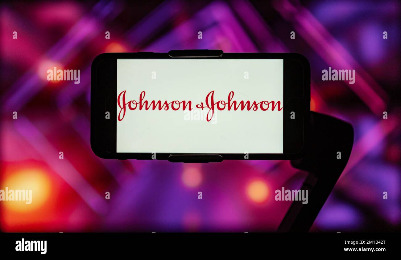 In this photo illustration, the logo of Johnson & Johnson is seen ...