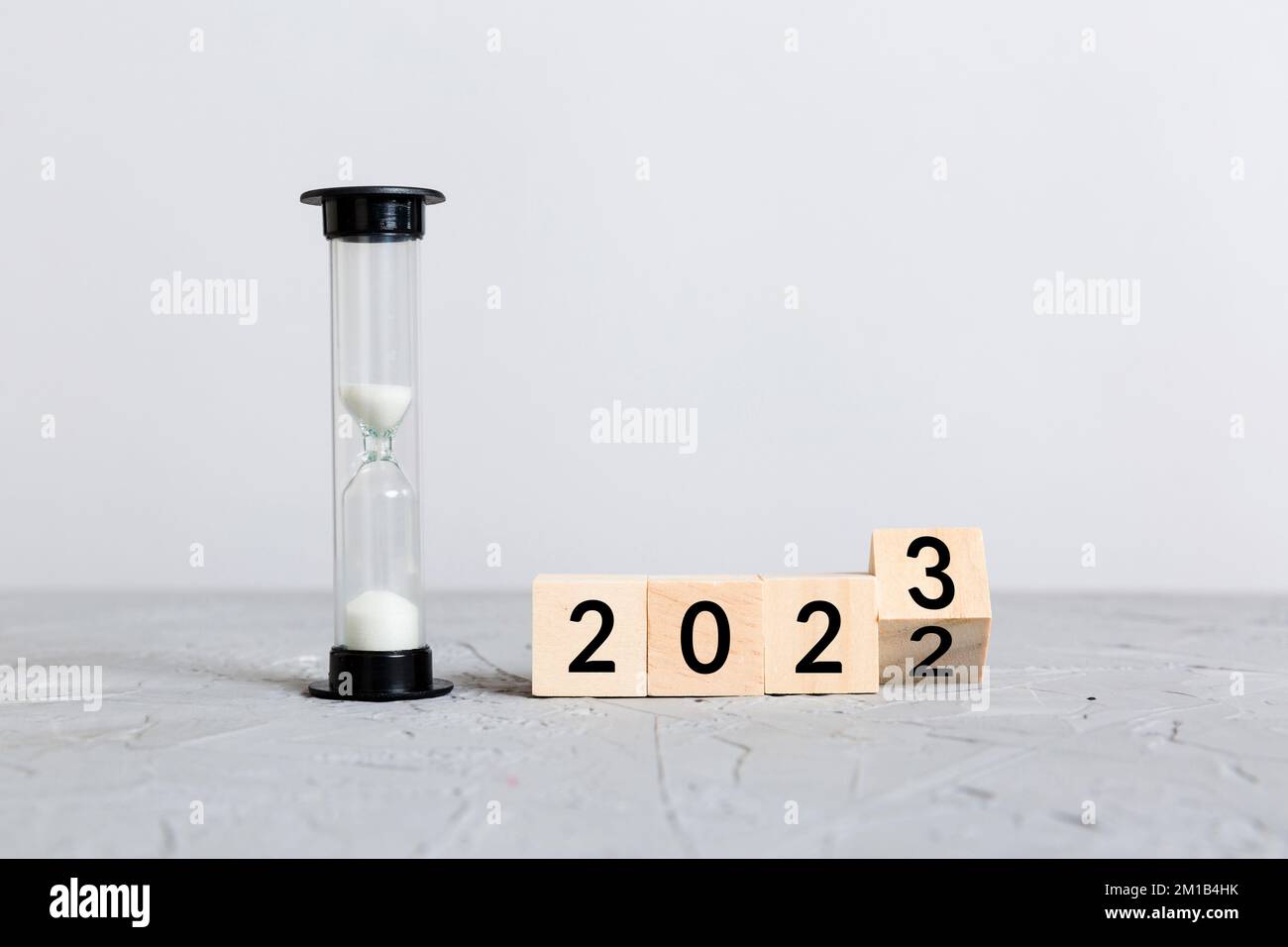 New Year 2023 sand timer. Resolution, time, plan, goal, motivation ...