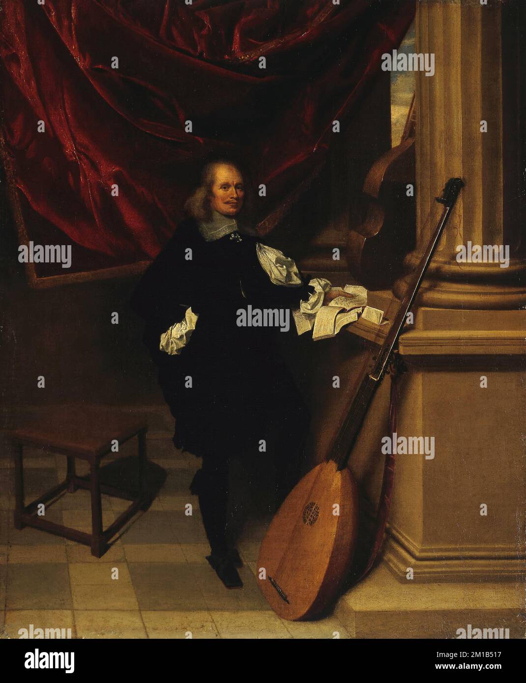 Portrait of a Musician, Painting by Charles Emmanuel Biset Stock Photo ...