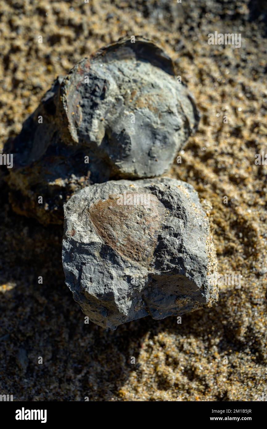 Geological formation of colorful stones with different layers, yellow ...