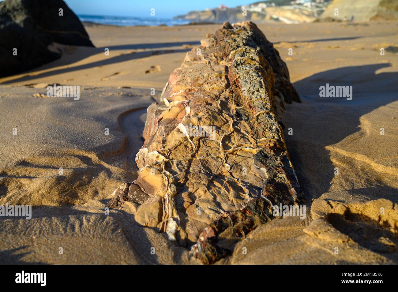 Geological formation of colorful stones with different layers, yellow ...