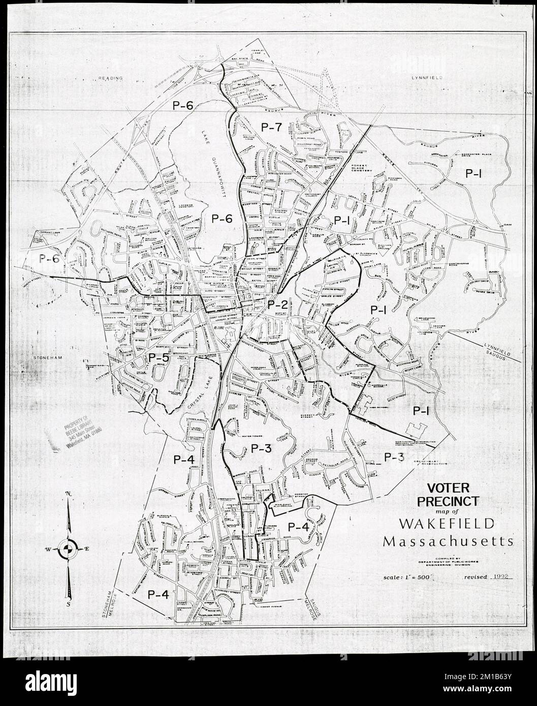 Voter precinct map of Wakefield, Massachusetts , Election districts ...
