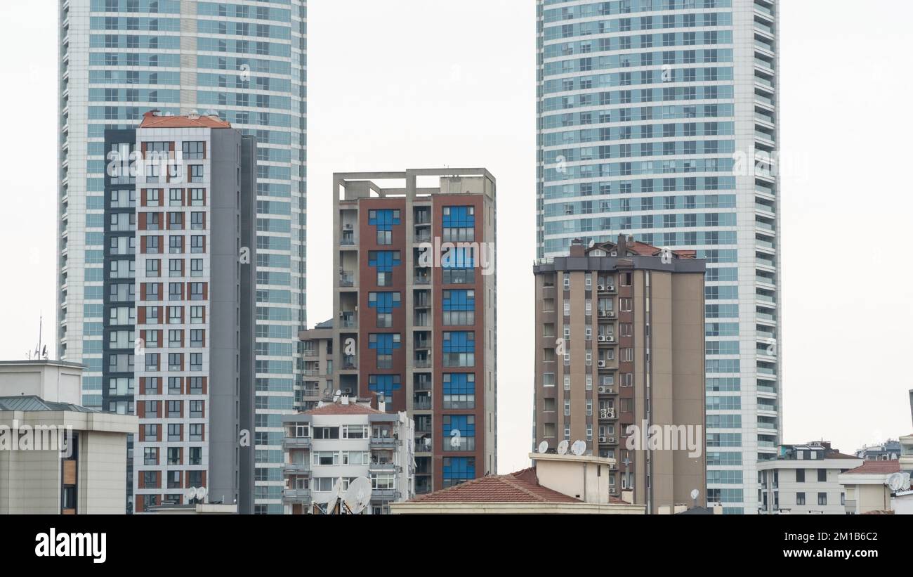 vertical urbanization. urban sprawl in Istanbul Turkey. High-rise ...