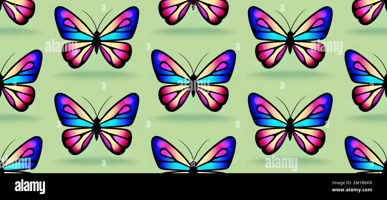 Beautiful colorful butterflies, seamless pattern, vector ornament Stock ...