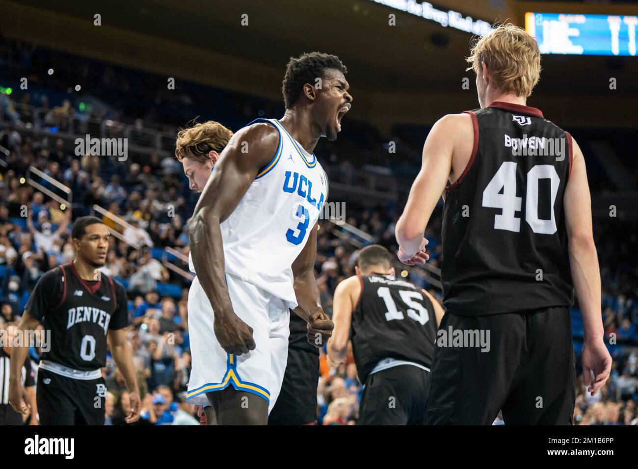 UCLA Bruins forward Adem Bona (3) celebrates during a NCAA basketball ...
