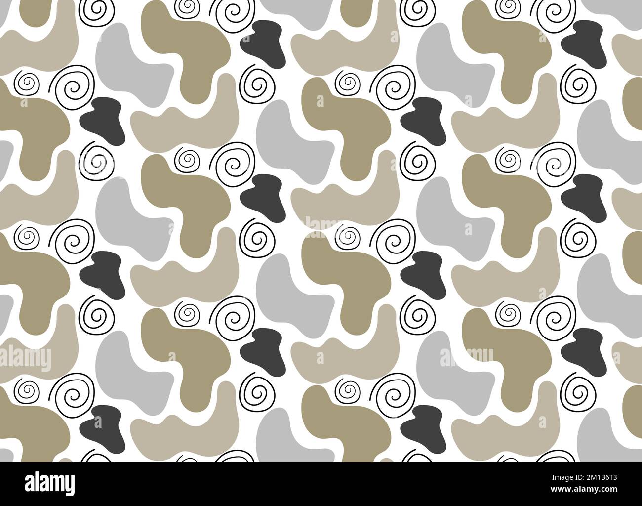 Fashionable seamless pattern in earthy tones - vector lines and spots ...
