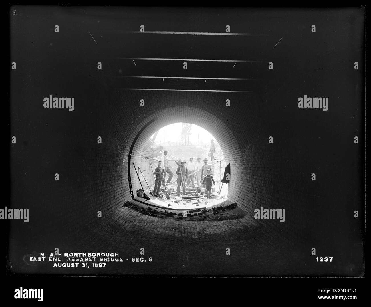 Wachusett Aqueduct, east end of Assabet Bridge (interior), showing bell ...