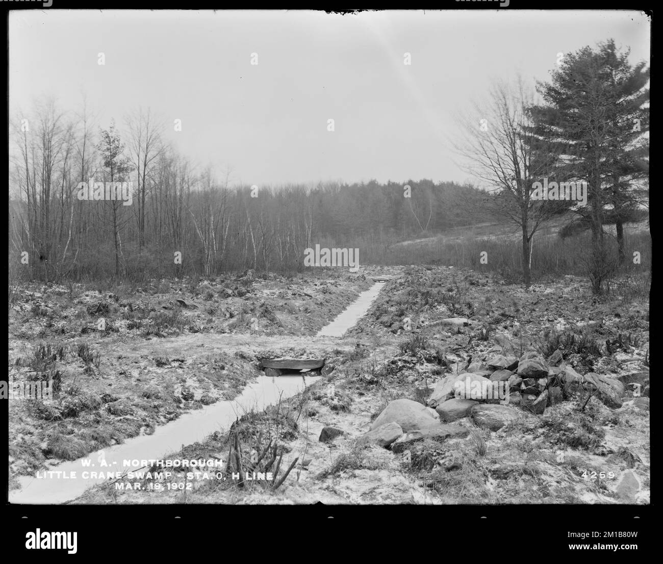 Wachusett Aqueduct, Little Crane Swamp, drainage ditch, station 0, H ...
