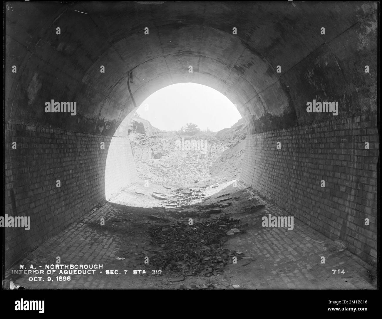 Wachusett Aqueduct, looking out from interior of aqueduct, station 313 ...
