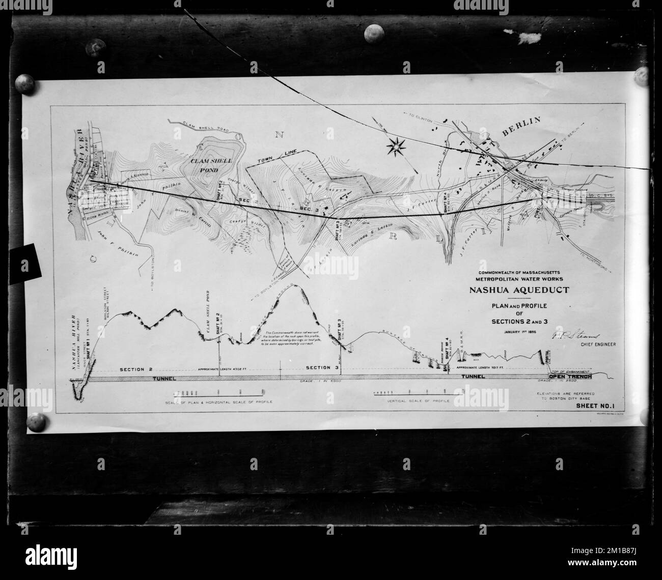 Wachusett Aqueduct, plan and profile of Sections 2 and 3, Berlin, Mass ...