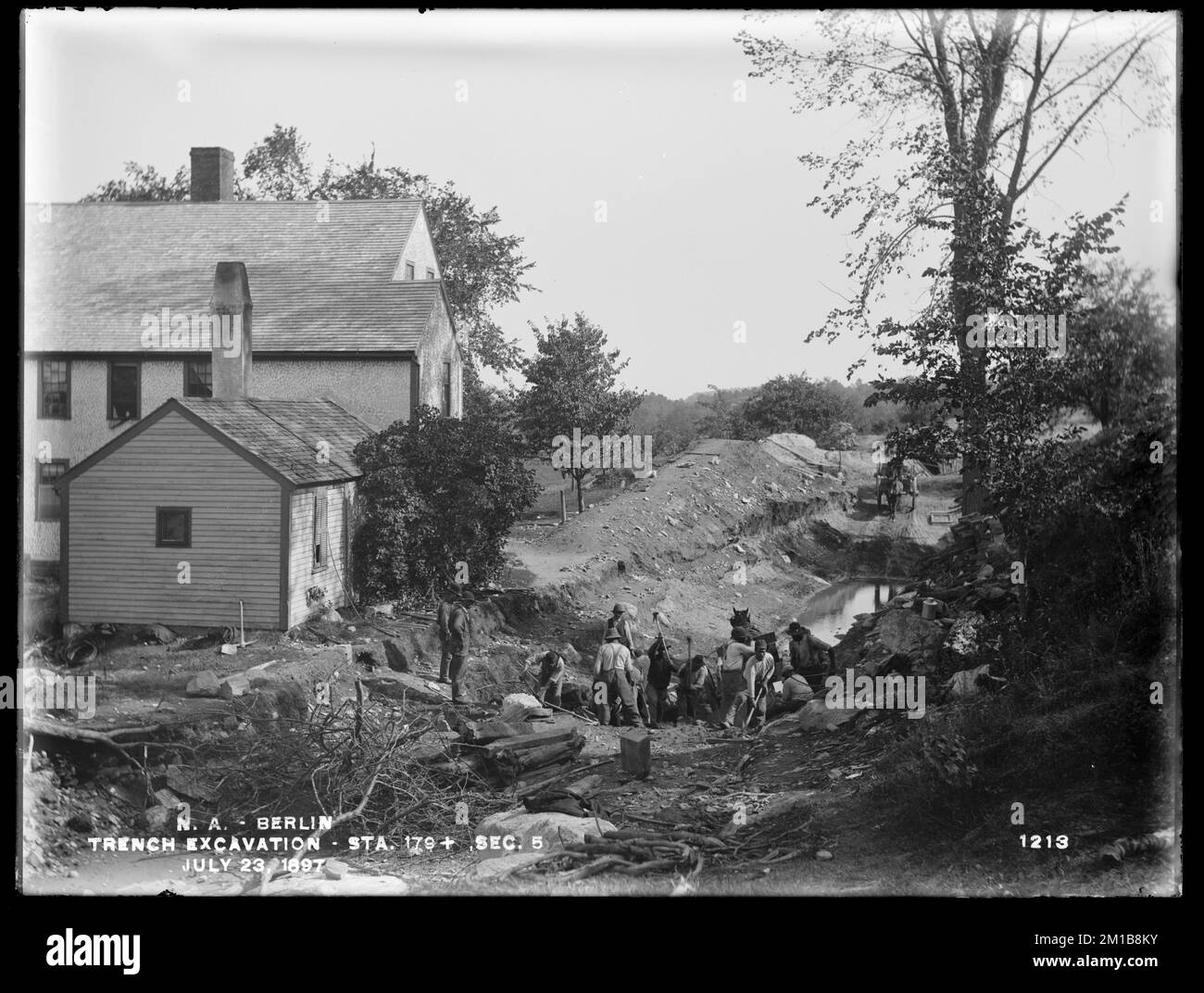 Wachusett Aqueduct, trench excavation at Nathan and Elizabeth Severance ...