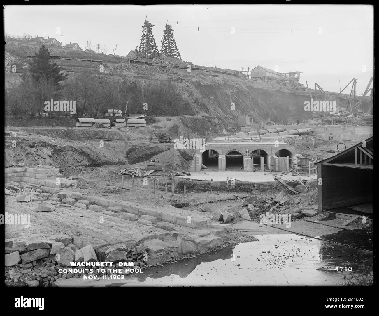 Wachusett Dam, conduits to the pool, Clinton, Mass., Nov. 11, 1902 ...