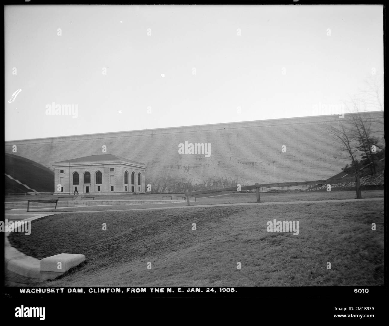Wachusett Dam, dam and gatehouse, from the northeast, Clinton, Mass ...
