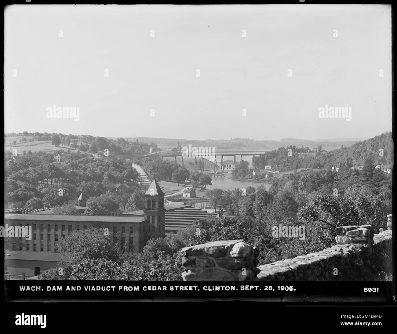 Wachusett Dam, dam and viaduct from Cedar Street, Clinton, Mass., Sep ...
