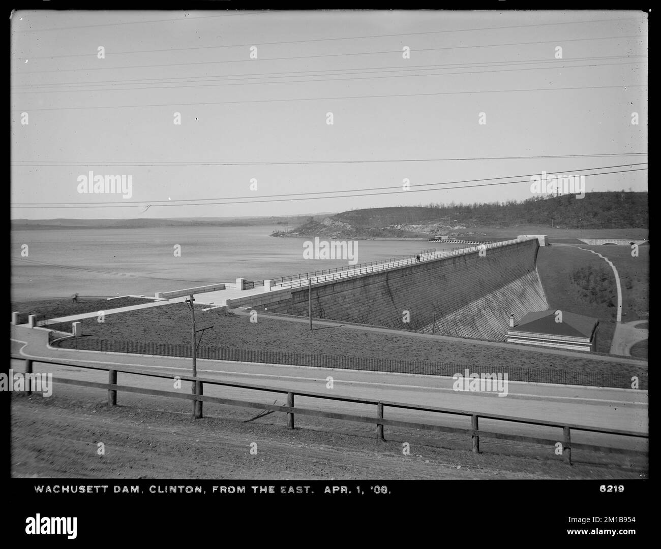 Wachusett Dam, dam, from the east, Boylston Street Abutment, Clinton ...