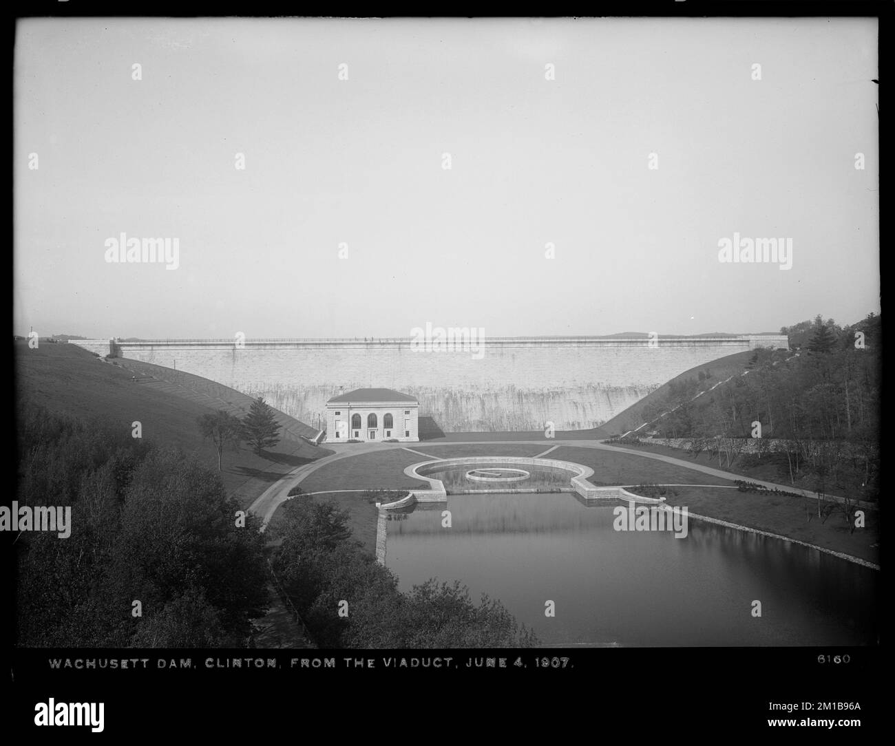 Wachusett Dam, dam, from the viaduct, Clinton, Mass., Jun. 4, 1907 ...