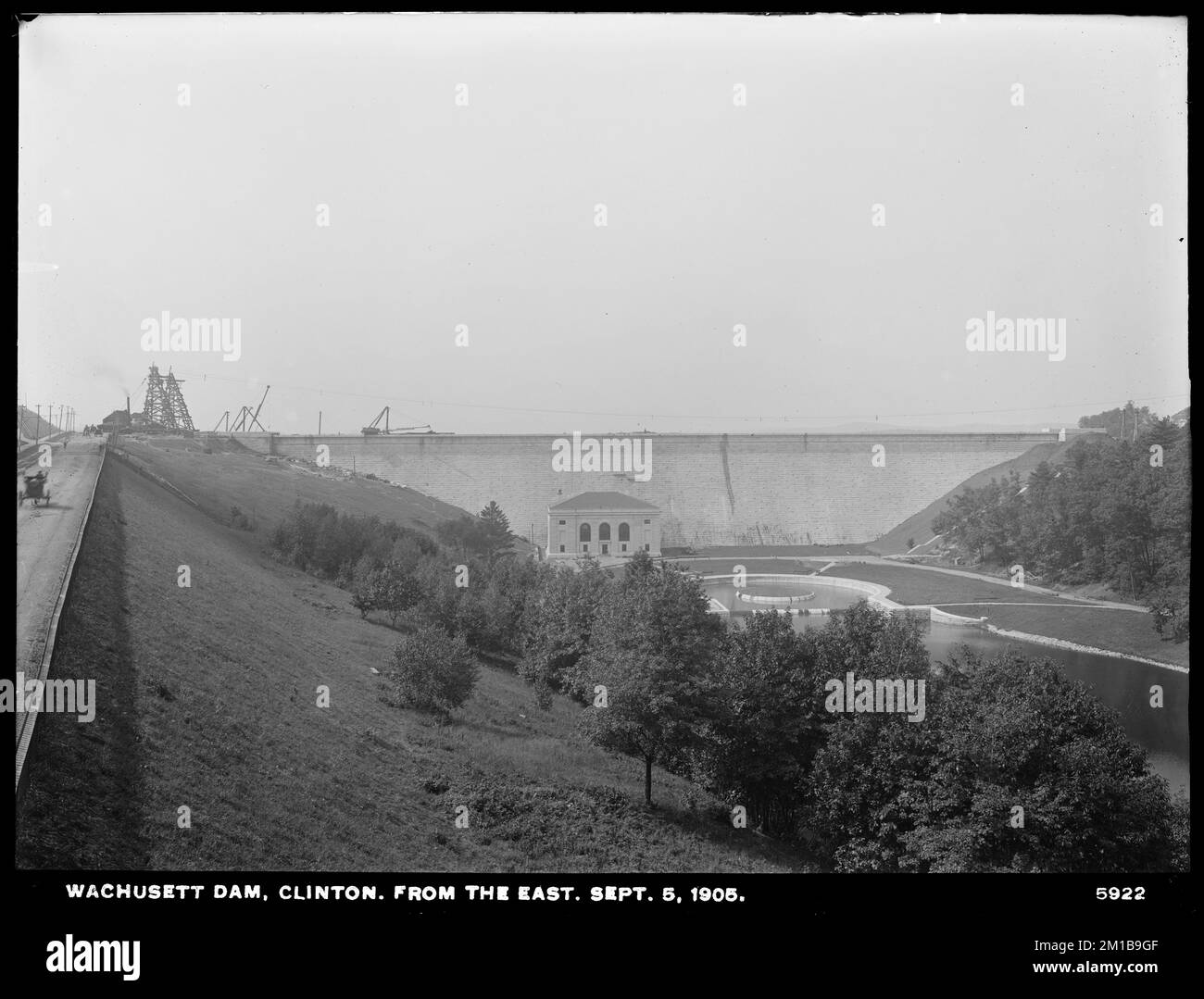 Wachusett Dam, from the east, Clinton, Mass., Sep. 5, 1905 , waterworks ...