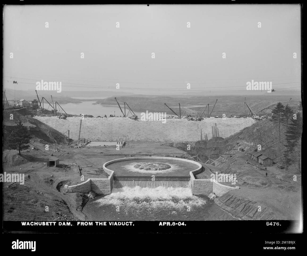 Wachusett Dam, from the viaduct, Clinton, Mass., Apr. 8, 1904 ...