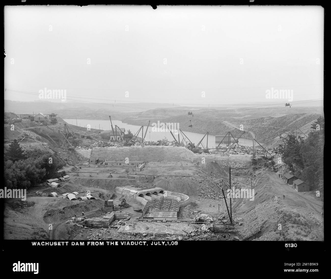 Wachusett Dam, from the viaduct, Clinton, Mass., Jul. 1, 1903 ...