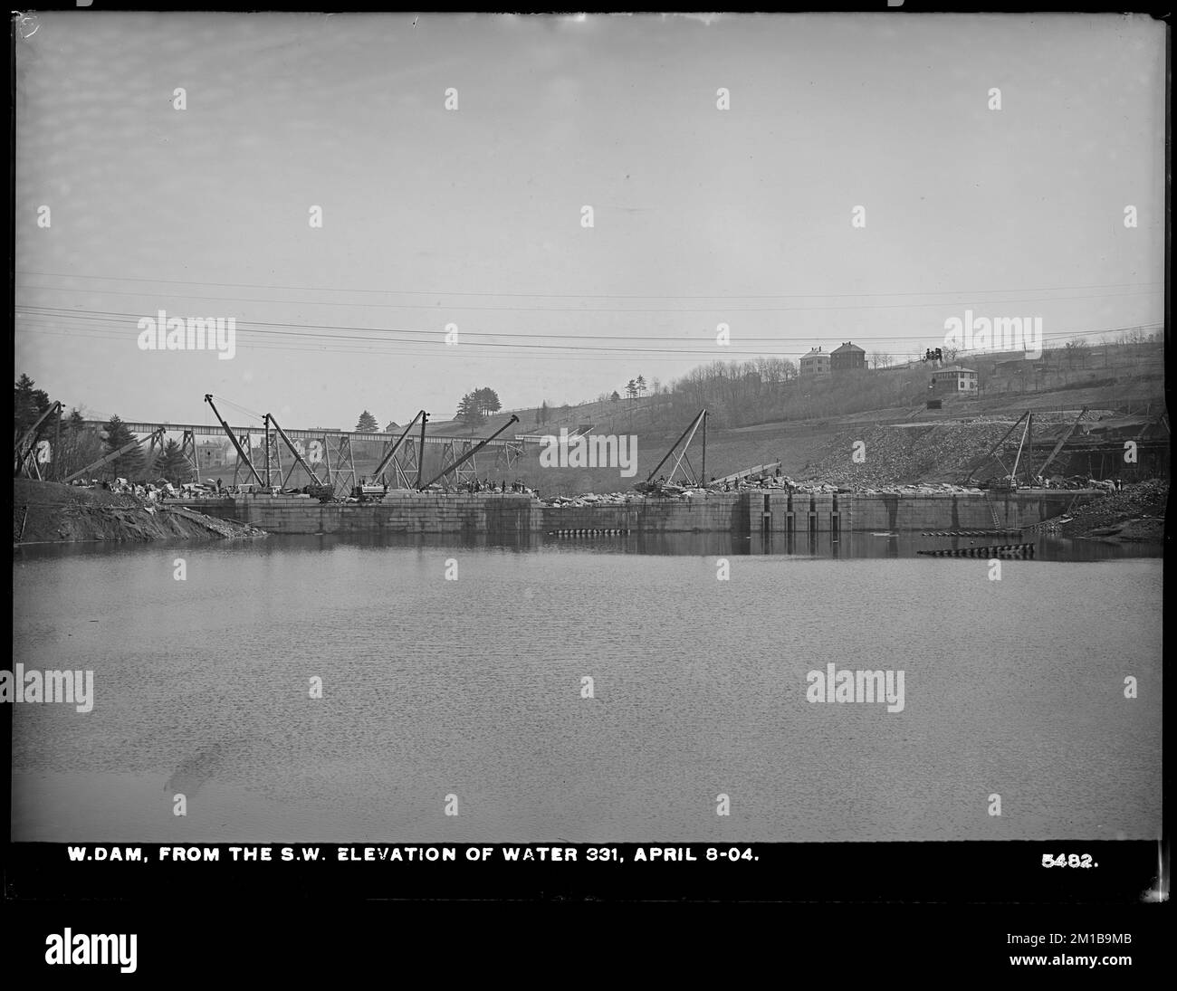 Wachusett Dam, from the southeast, elevation of water 331, Clinton ...