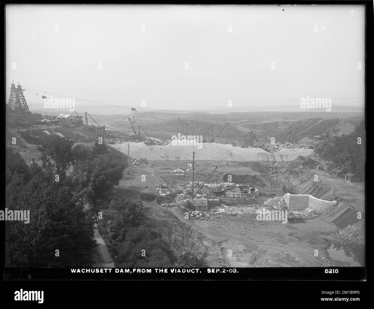 Wachusett Dam, from the viaduct, Clinton, Mass., Sep. 2, 1903 ...