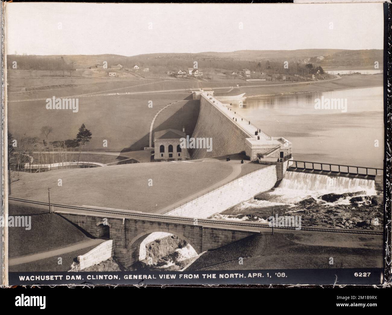 Wachusett Dam, general view of dam, from the north, Railroad Bridge ...
