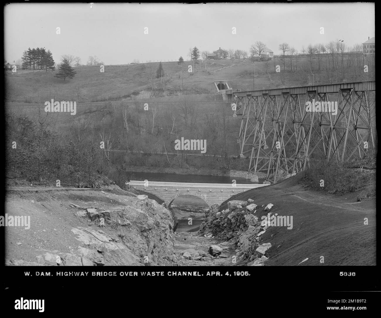 Wachusett Dam, highway bridge over waste channel, looking downstream ...