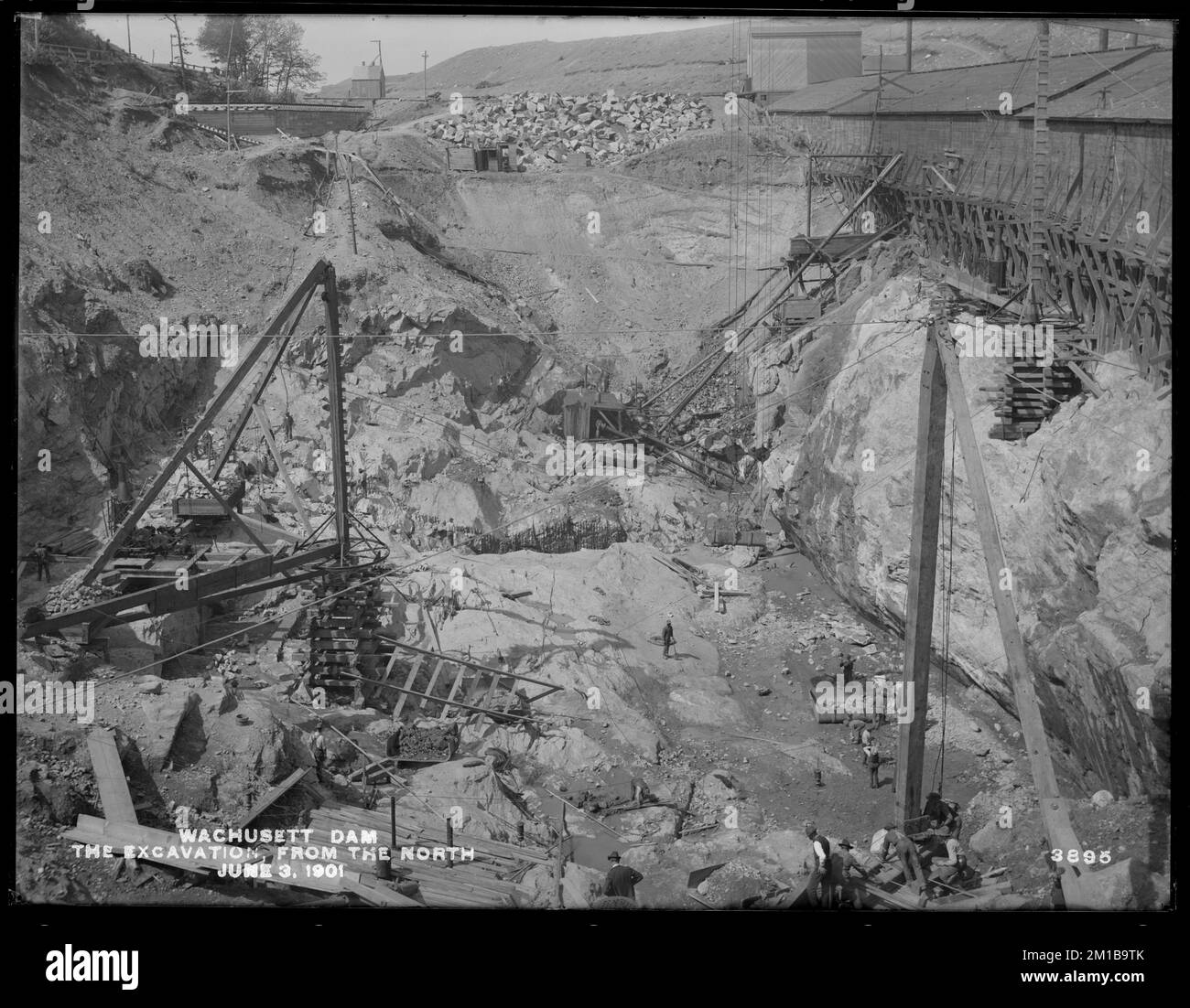 Wachusett Dam, general view of the excavation, looking southerly ...