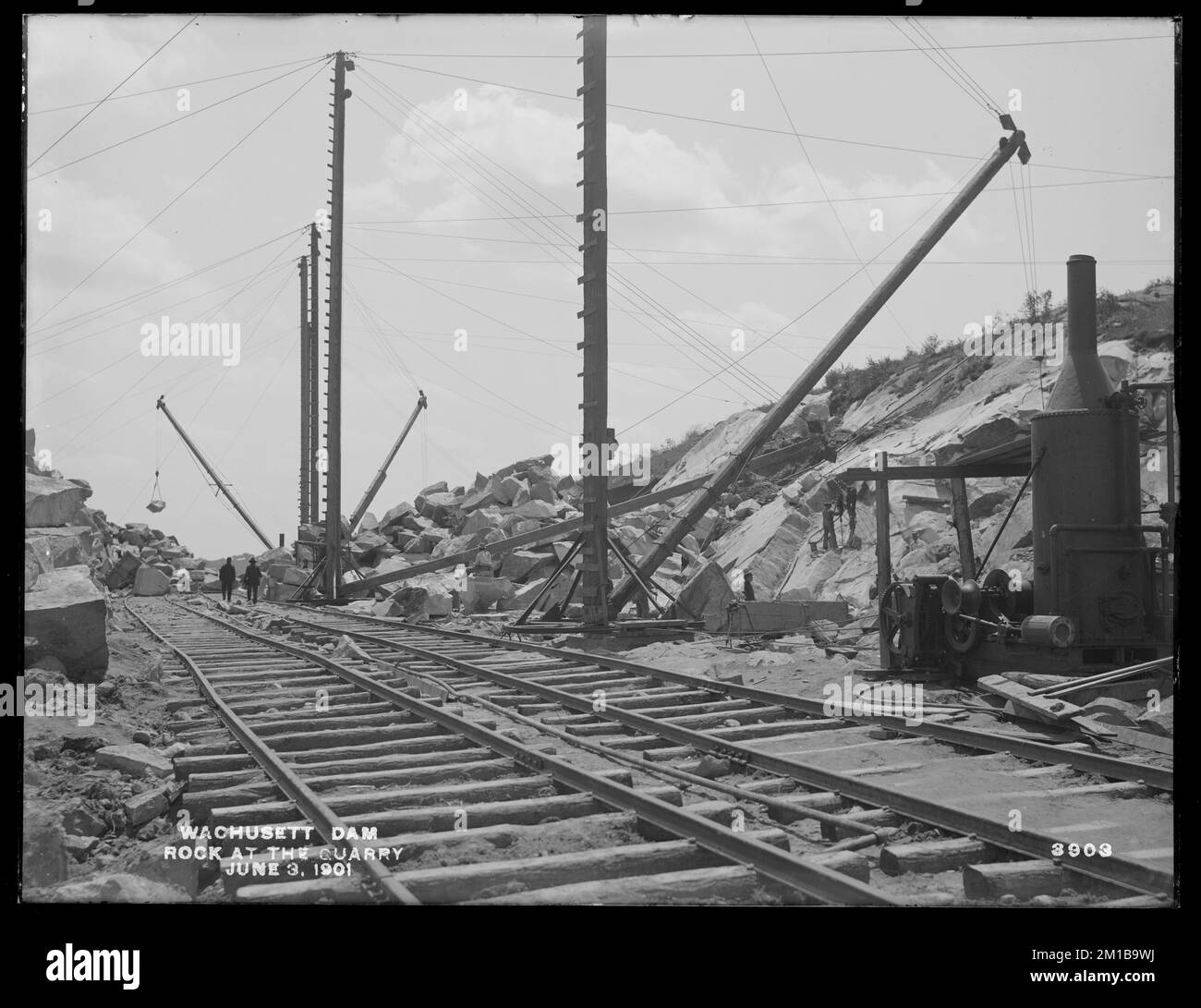 Wachusett Dam, getting out rock at the quarry, Boylston, Mass., Jun. 3 ...