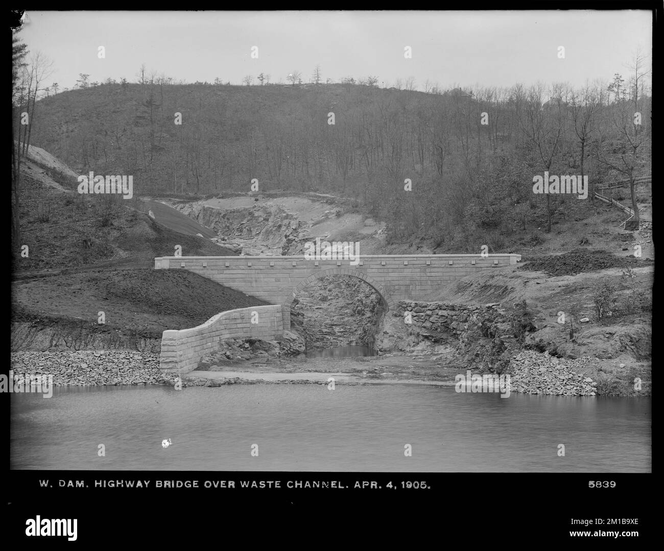 Wachusett Dam, highway bridge over waste channel, looking upstream ...