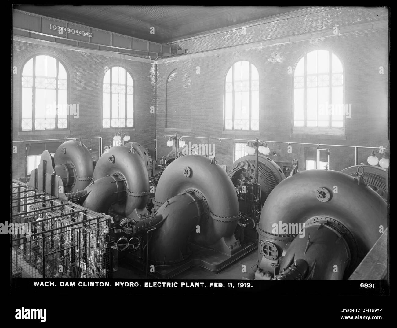 Wachusett Dam, Hydroelectric Power Plant, view of the four hydraulic ...