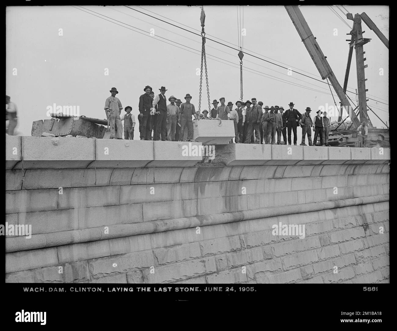 Wachusett Dam, laying the last stone, laid by John Mercer, laborer ...