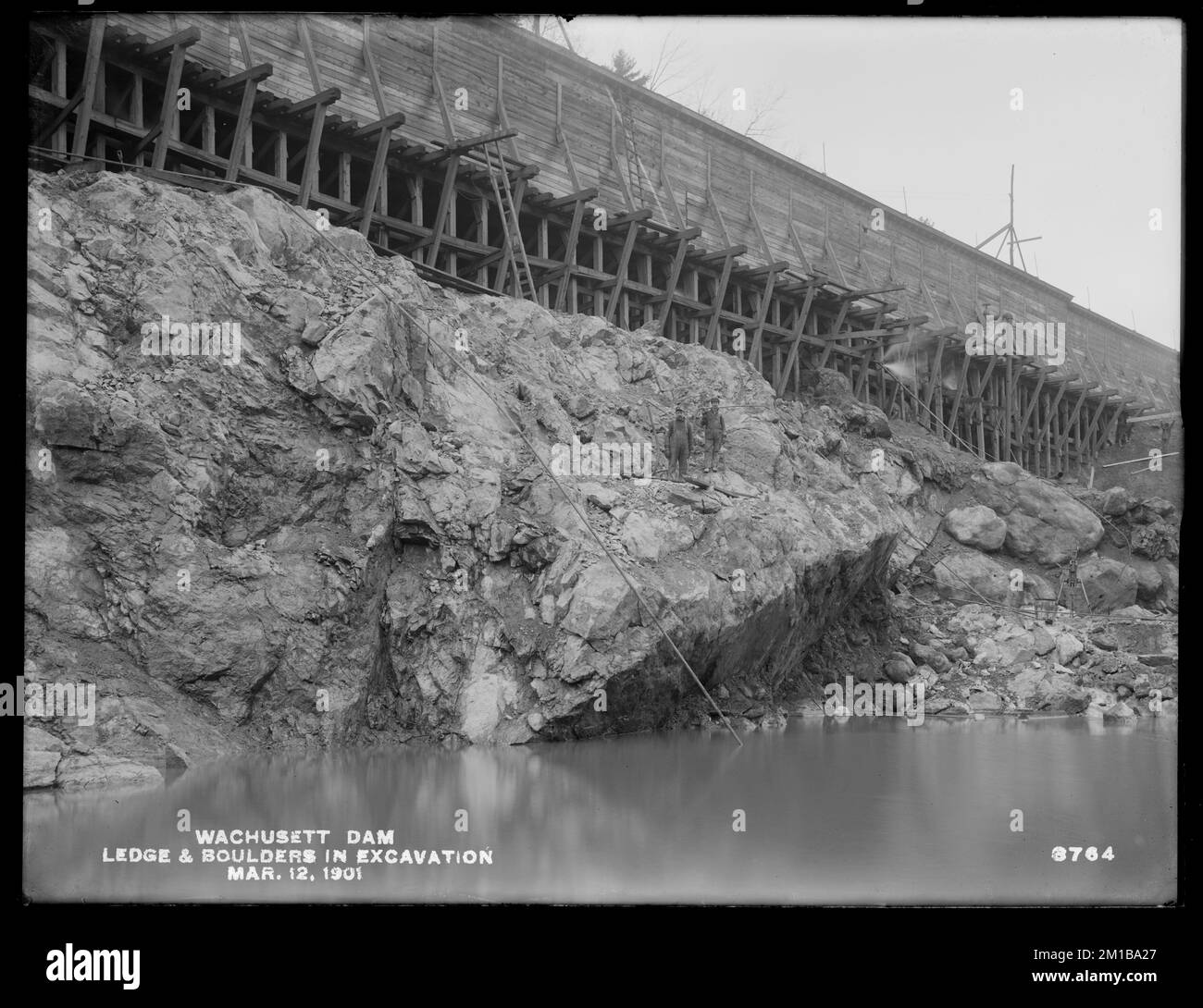 Wachusett Dam, ledge and boulders in the excavation, Clinton, Mass ...