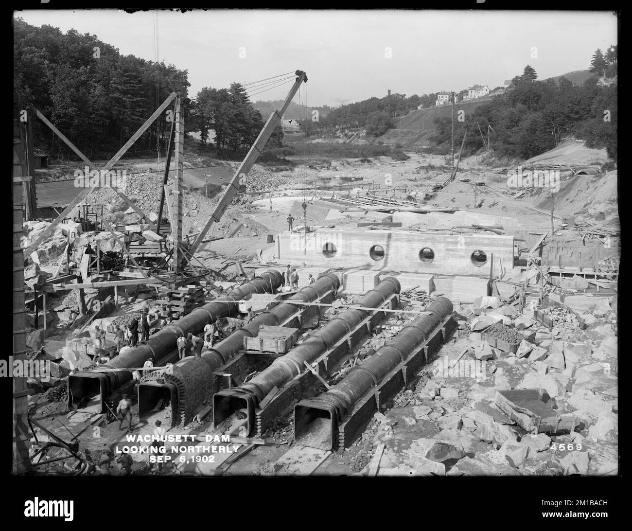 Wachusett Dam, looking northerly, Clinton, Mass., Sep. 6, 1902 ...