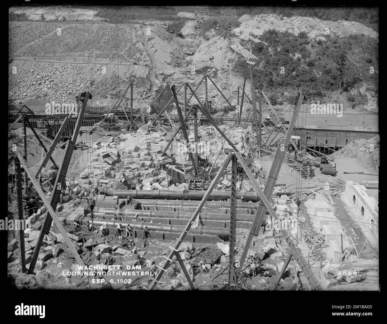 Wachusett Dam, looking northwesterly, Clinton, Mass., Sep. 6, 1902 ...